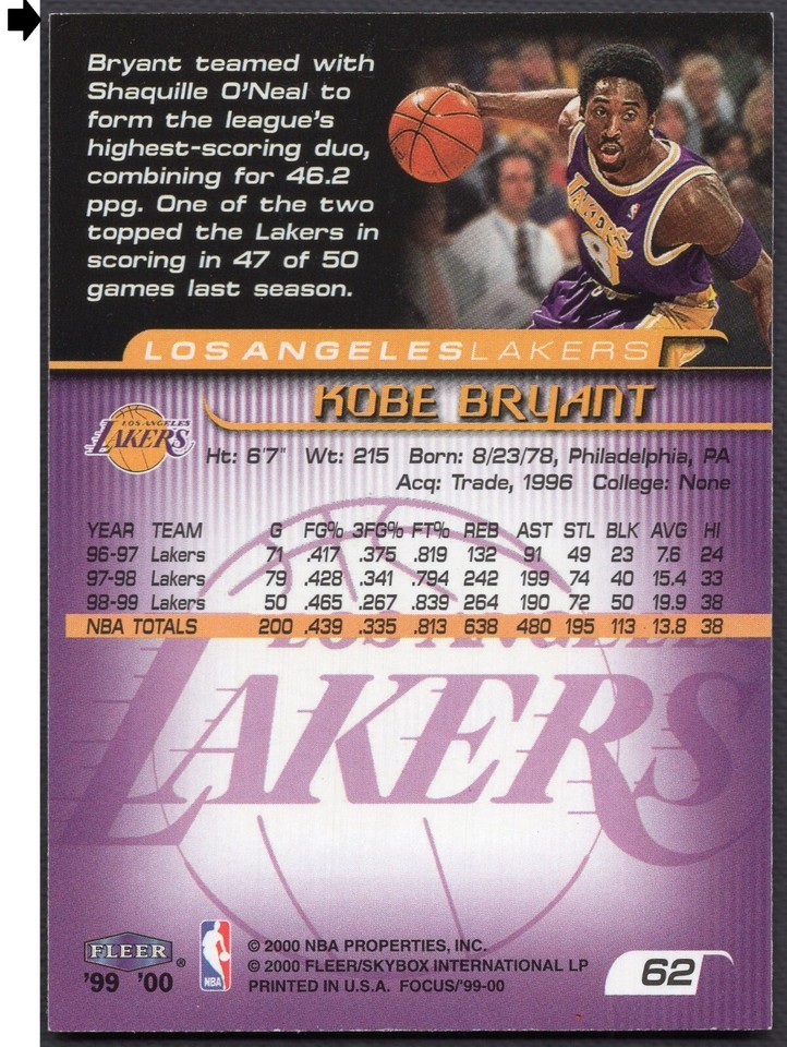 NBA Single Trading Cards Kobe Bryant Los Angeles Lakers | eBay