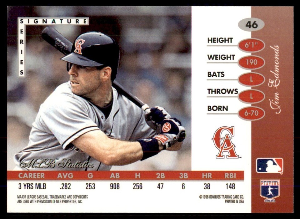 1996 Leaf Signature Series Jim Edmonds California Angels #46 MLB ...