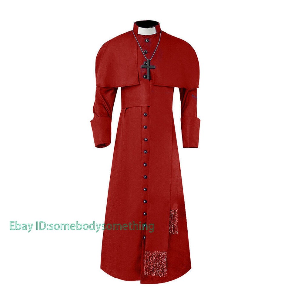 Clergy Men Cassock Priest Costume Bishop Pope Robe Roman Catholic ...