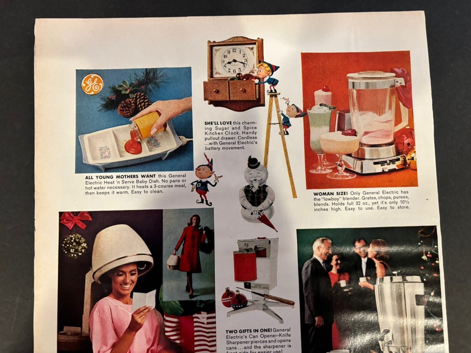 Vtg 1960s Christmas AD General Electric GE Gifts, Rudolph, Santa, Elves ...