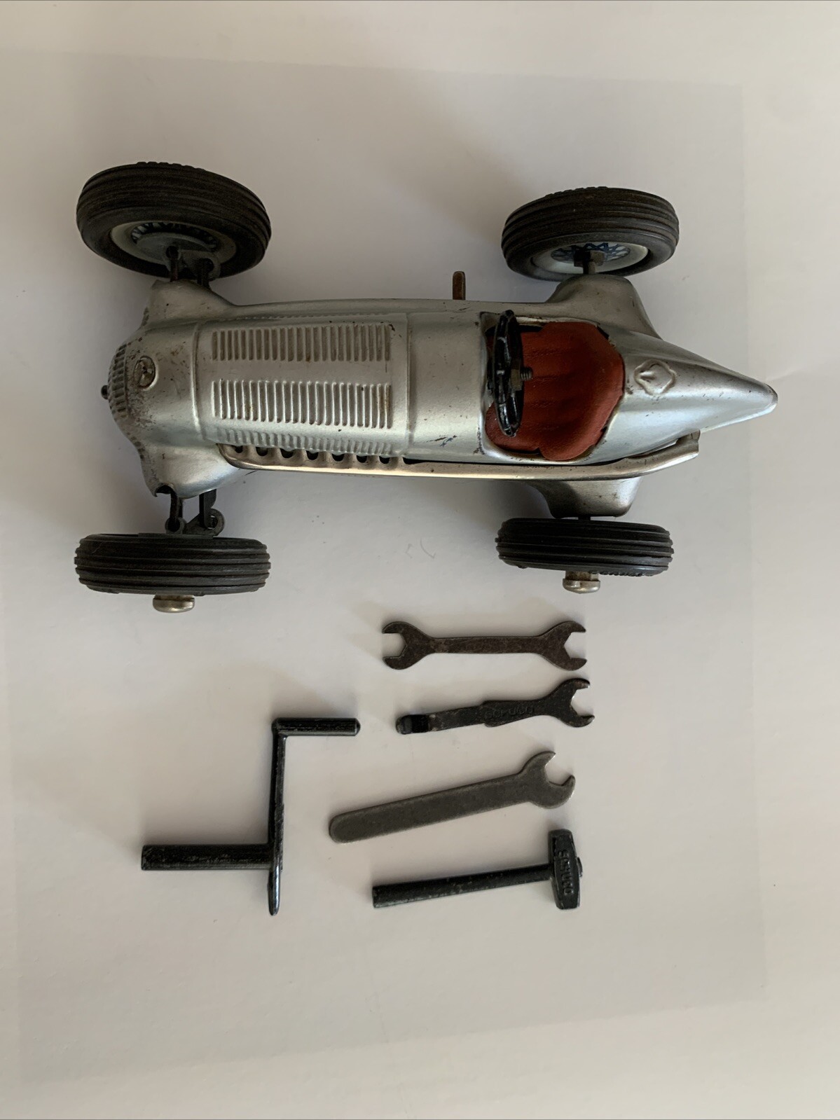 VINTAGE SCHUCO STUDIO NO. 1050 SILVER MERCEDES WIND UP RACER TOY~ WEST ...