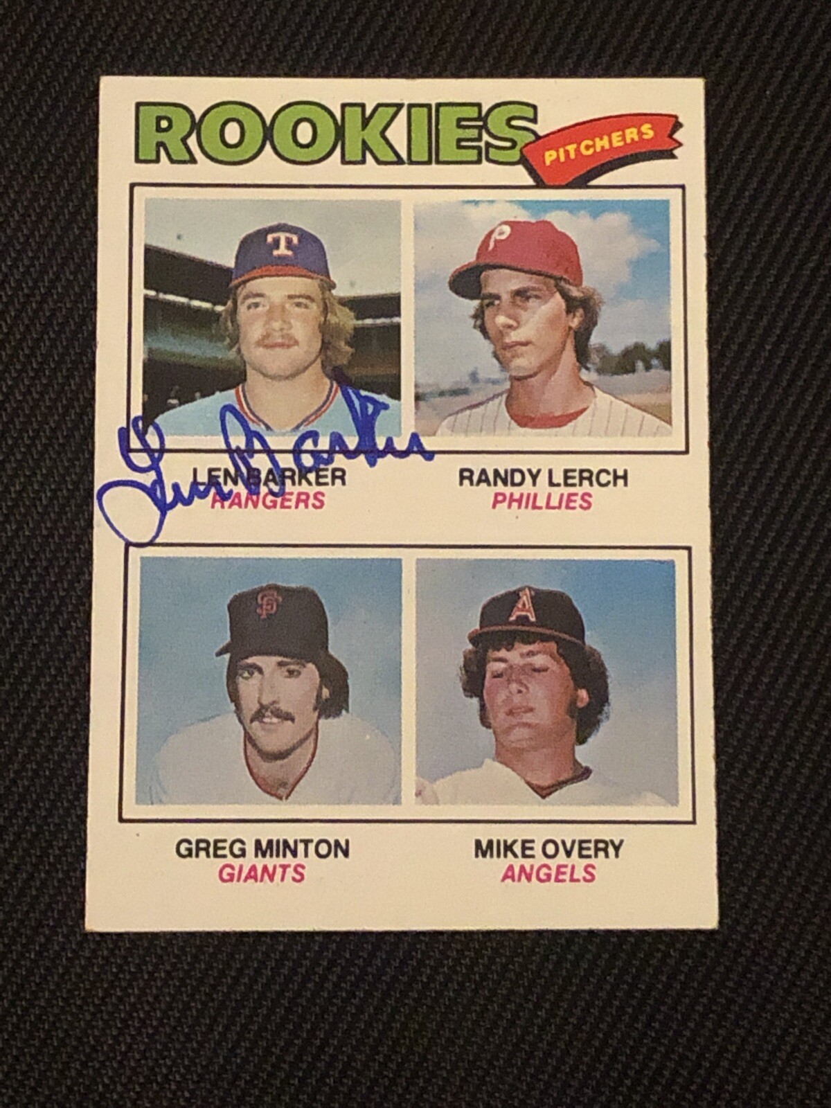 LEN BARKER 1977 TOPPS ROOKIE SIGNED AUTOGRAPHED CARD #489 TEXAS RANGERS ...