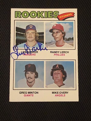 LEN BARKER 1977 TOPPS ROOKIE SIGNED AUTOGRAPHED CARD #489 TEXAS RANGERS ...