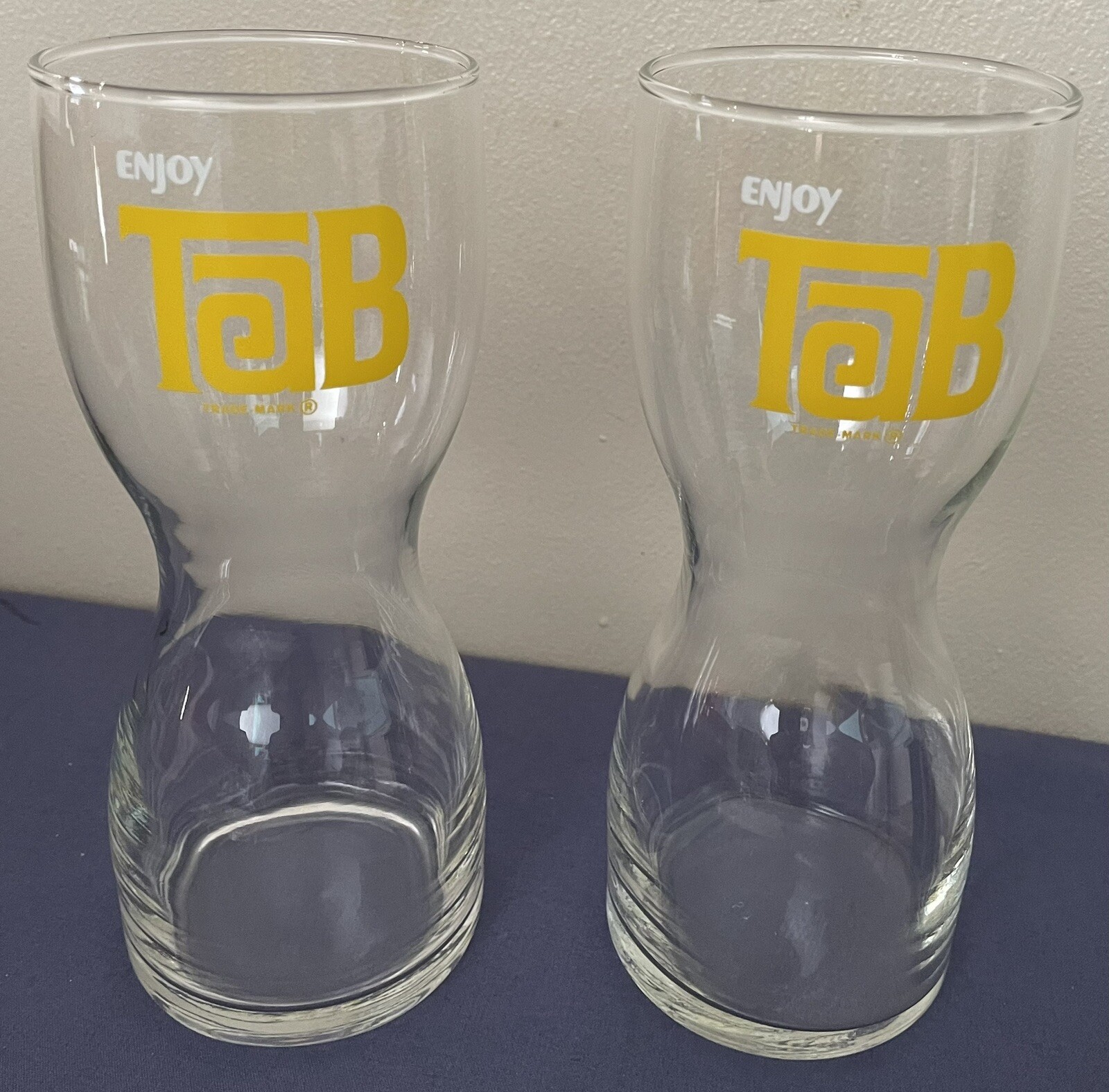 "ENJOY TAB" Hourglass Drinking Glasses by Cola Coke Set of 2 Vintage | eBay