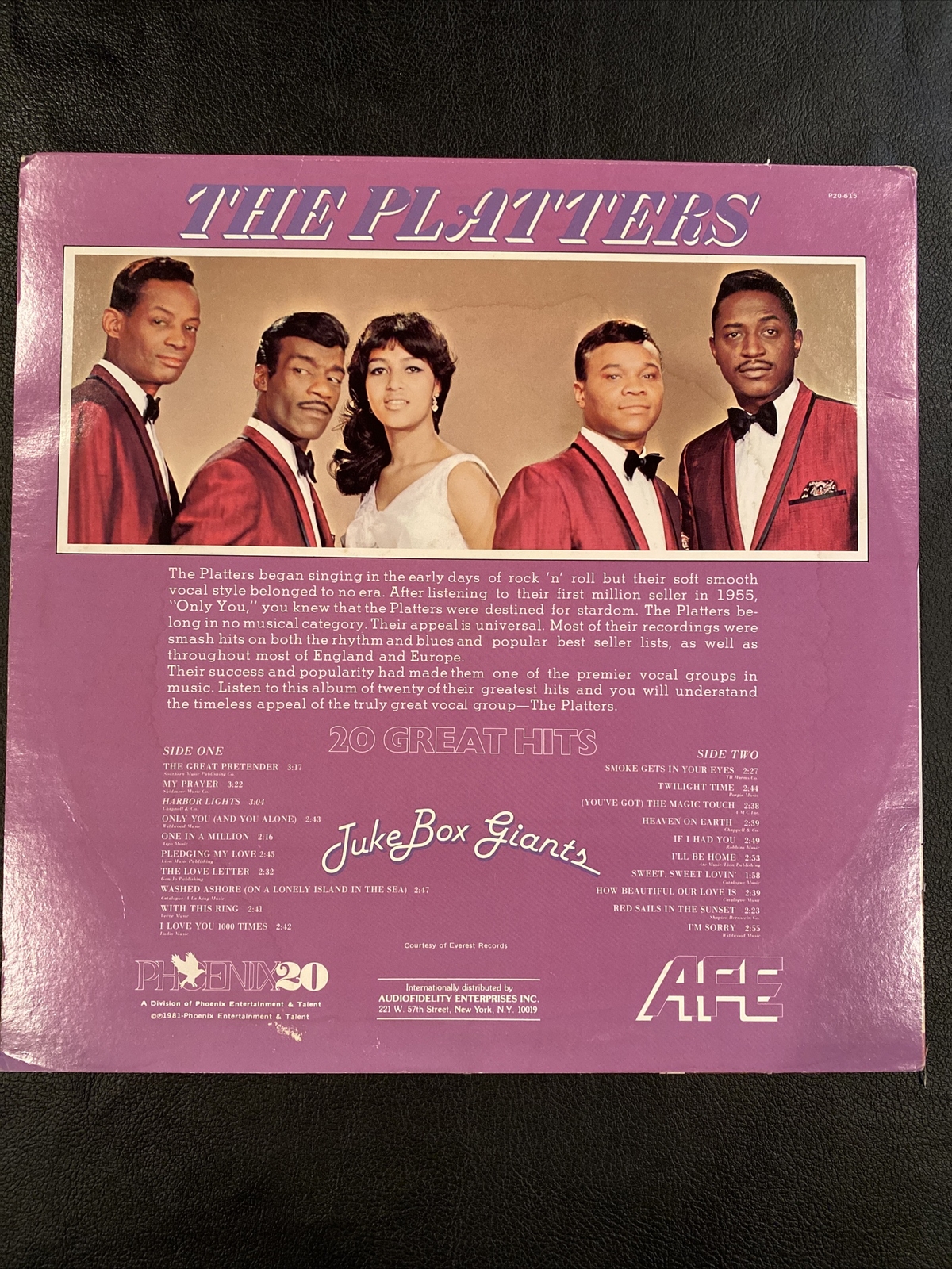 Jukebox Giants 20 Hits Of The Platters 33 Lp RECORD Vg+ THE GREAT ...