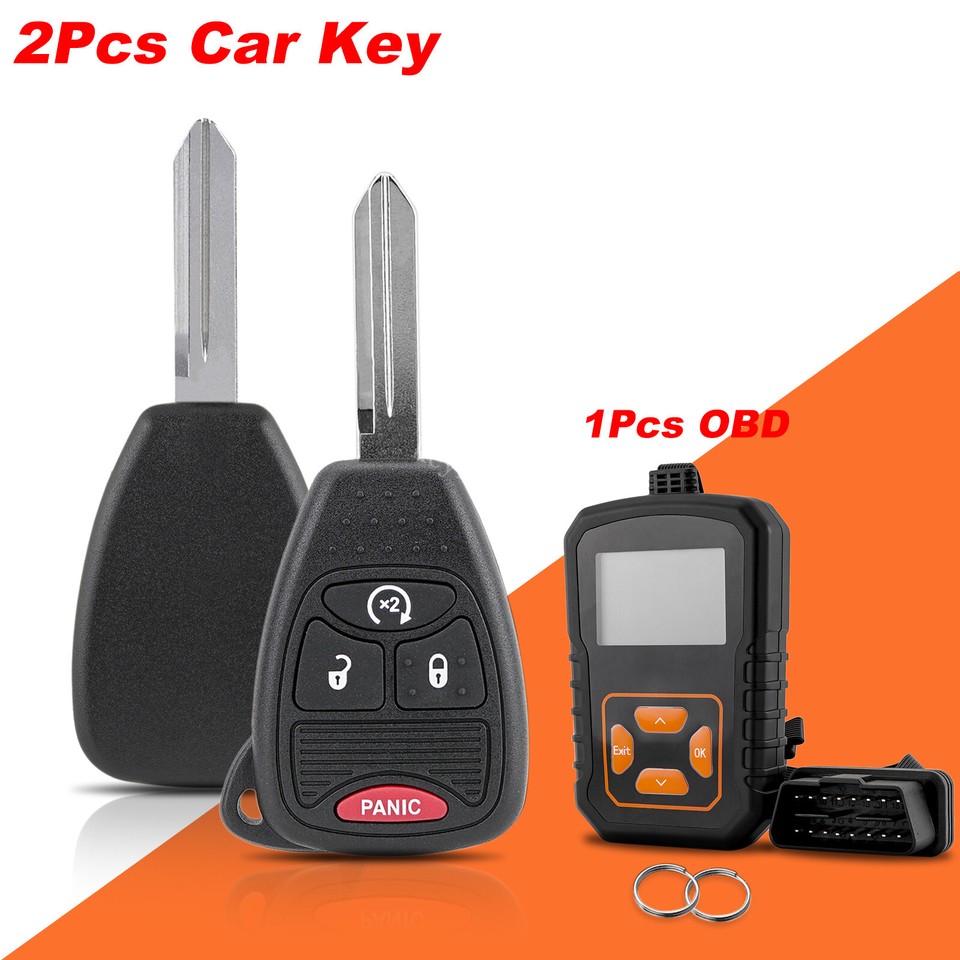2 Remote Key Fob 4 Buttons + Programming Tool for Jeep Patriot Wrangler ...