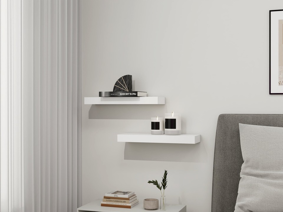 Mainstays White 16.5" Wood Floating Shelves, Set of 2 | eBay