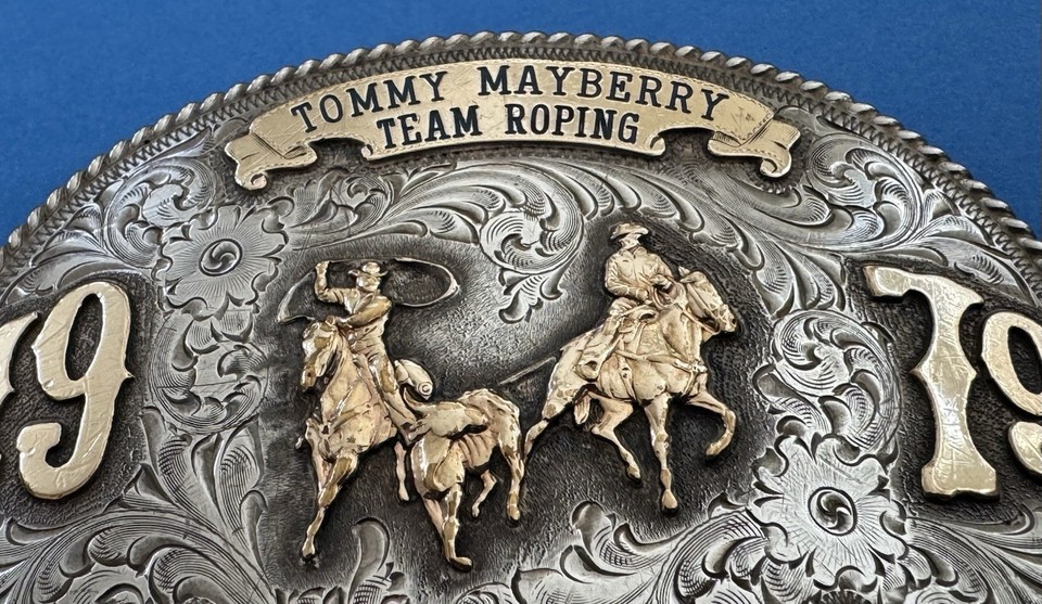 VTG Sterling Silver & Gold 1979 Tommy Mayberry Team Roping Trophy Belt ...