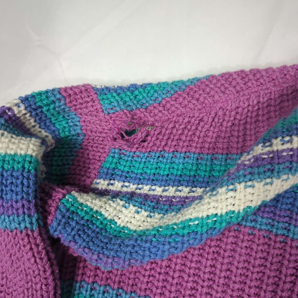 COLOURS ALEXANDER JULIAN Vtg 90s Purple Blue Striped Fisherman Crew ...