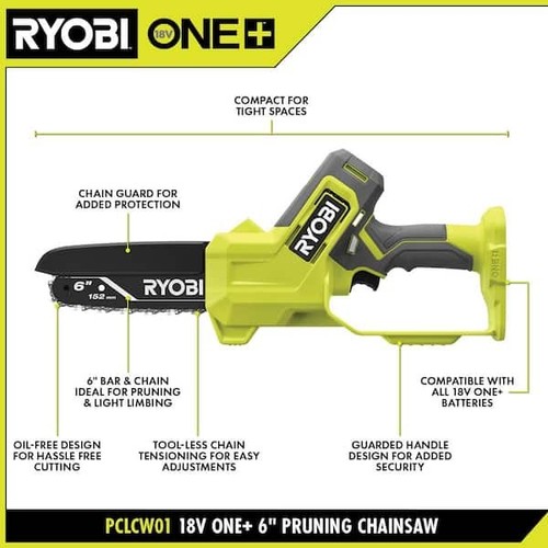 Ryobi ONE PCLCW01B 18V 6" Pruning Chainsaw (Tool Only) for sale online ...
