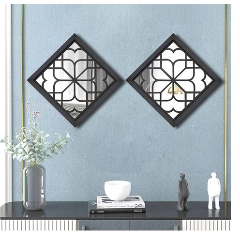 Wocred Set of 4 Mirrors Square Wall Mirror,Gorgeous Rustic Farmhouse ...