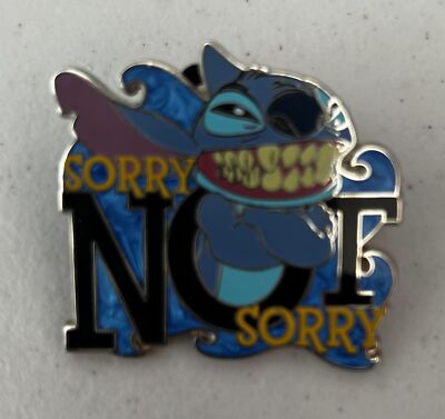 Disney Parks Pin Trading Lilo & Stitch Smiling Stitch Sorry Not Sorry ...