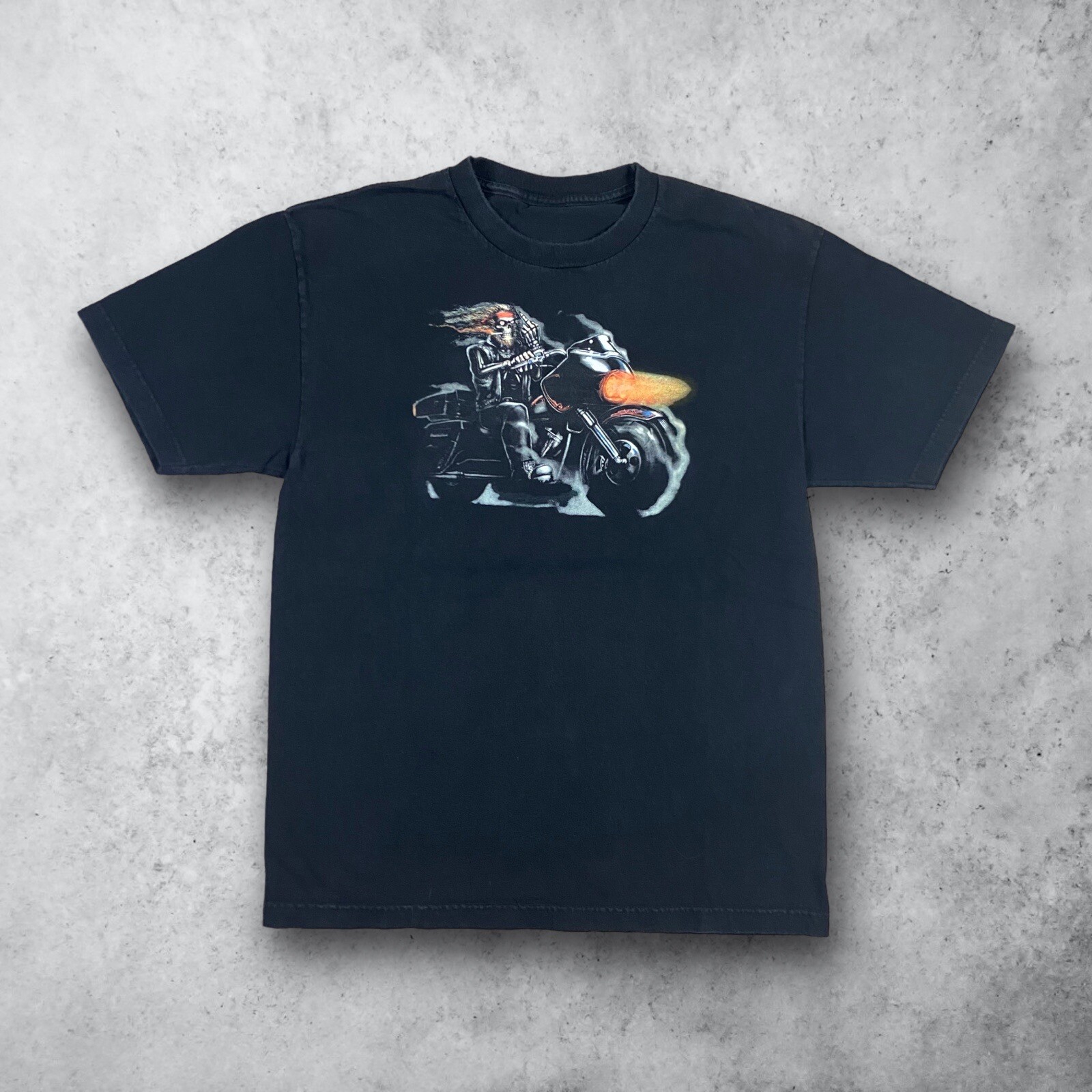 Vintage Ghost Rider Biker Skull Flame Marvel Graphic … - Gem