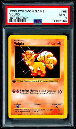 1999 Pokemon VULPIX Base Set 1ST EDITION Misprint BLUE INK DOT Error ...