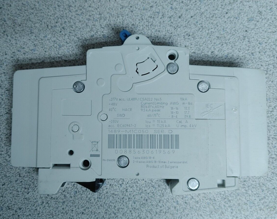 ALLEN-BRADLEY 1489-M1C050 CIRCUIT BREAKER 277VAC/48VDC 5A QUANTITY ...