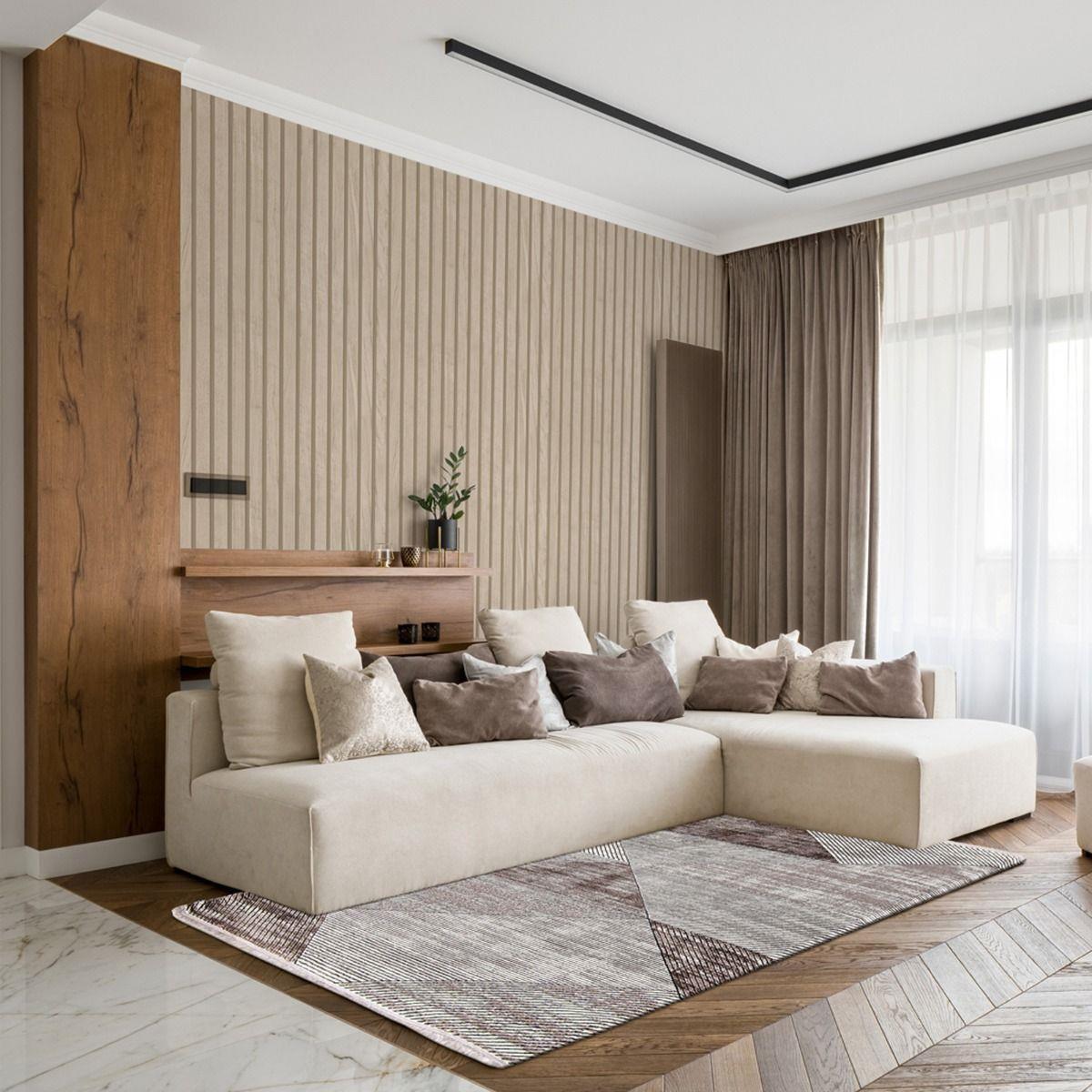 Belgravia Panacea Wood Slat Beige Wallpaper Modern Contemporary Feature ...