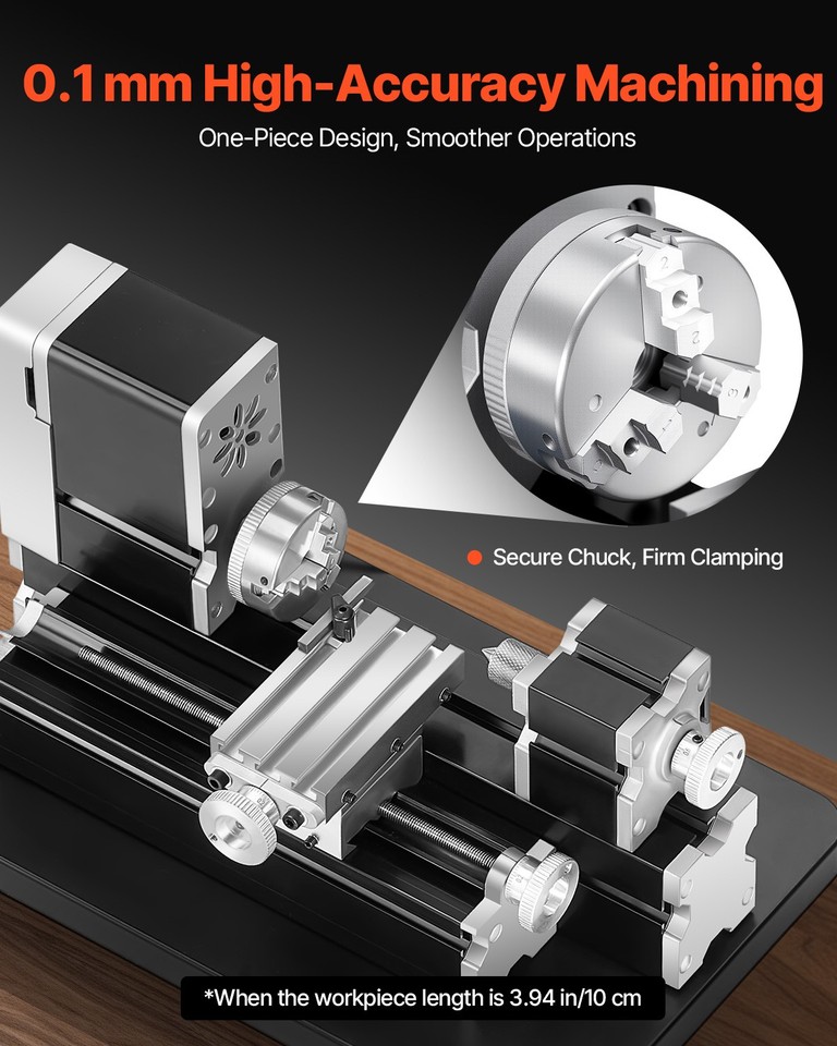 VEVOR Mini Metal Lathe Machine 2.76 x 5.12 in Power Metal Lathe 20,000 ...