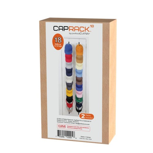 Perfect Curve CapRack18 Baseball Cap Holder and Organizer, Black - 2 ...