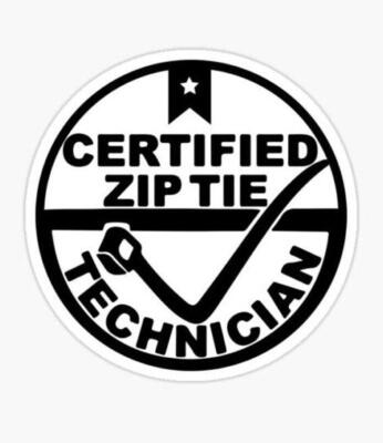 Certified Zip Tie Technician Funny Sticker Decal helmet toolbox ...
