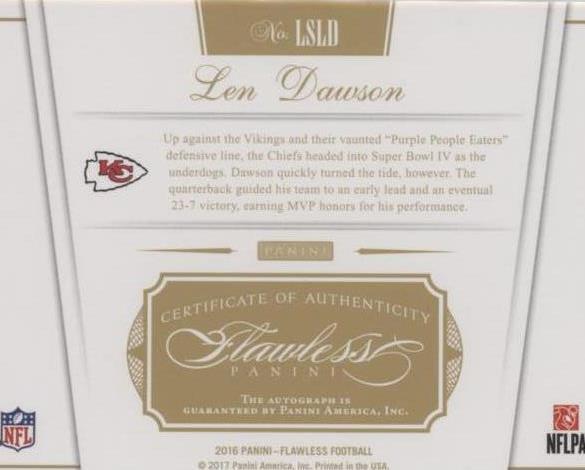 2016 Panini Flawless Len Dawson #LSLD for sale | eBay