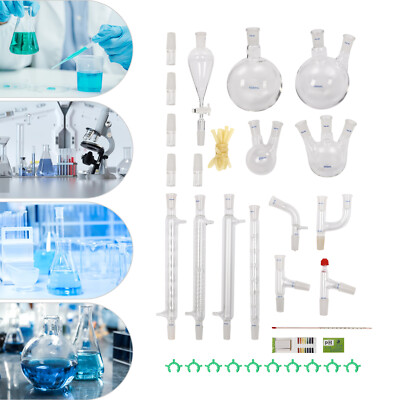 24/40 Joints Glass Organic Chemistry Lab Glassware Kit, 32PCS Lab ...