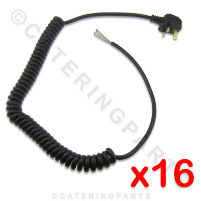 PACK OF 16 x MF01 CURLY 1-2M MAINS FLEX CABLES 13A WITH MOULDED PLUG ...