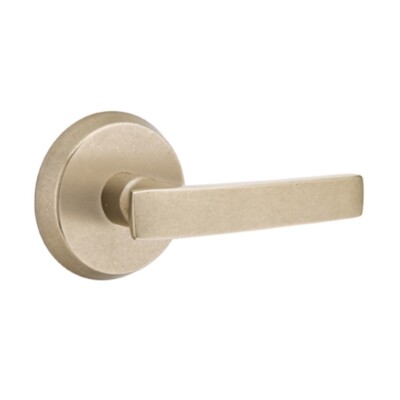 Emtek Yuma Sandcast Bronze Door Lever Privacy #2 Rosette Tumbled White ...