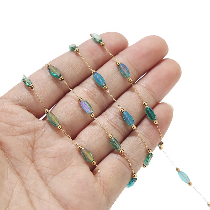 1meter Gold Stainless Steel Chain Crystals Rhombus Beaded Chain for ...