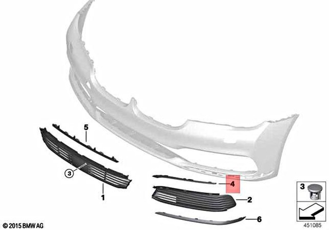 BMW OEM 750i xDrive Front Bumper Grille Grill-upper Molding Right ...