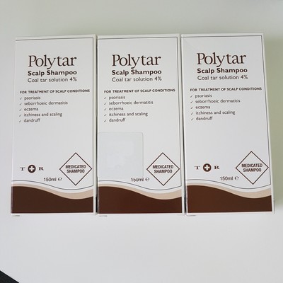 Polytar Scalp Coal Tar 4% Shampoo 150 ml BRAND NEW BOXED 02/2027 (3 ...