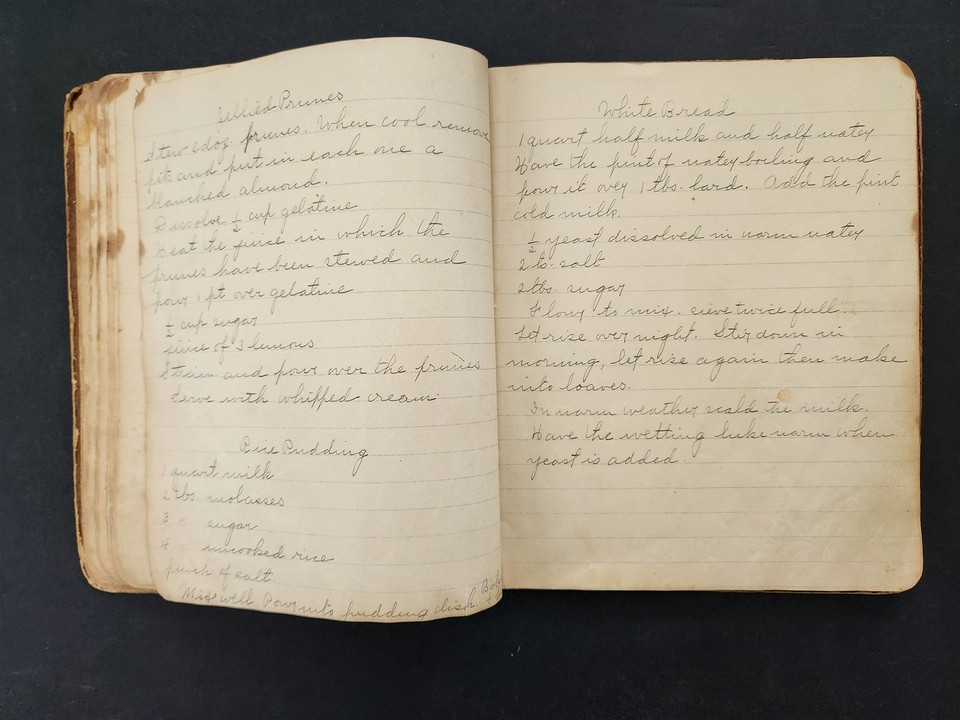 antique HANDWRITTEN COOKBOOK RECIPES attleboro ma Florence CAPRON owned ...