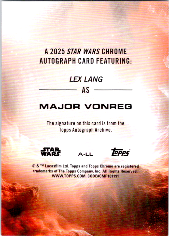 2025 Topps Chrome Star Wars Major Vonreg Lex Lang Autograph | eBay