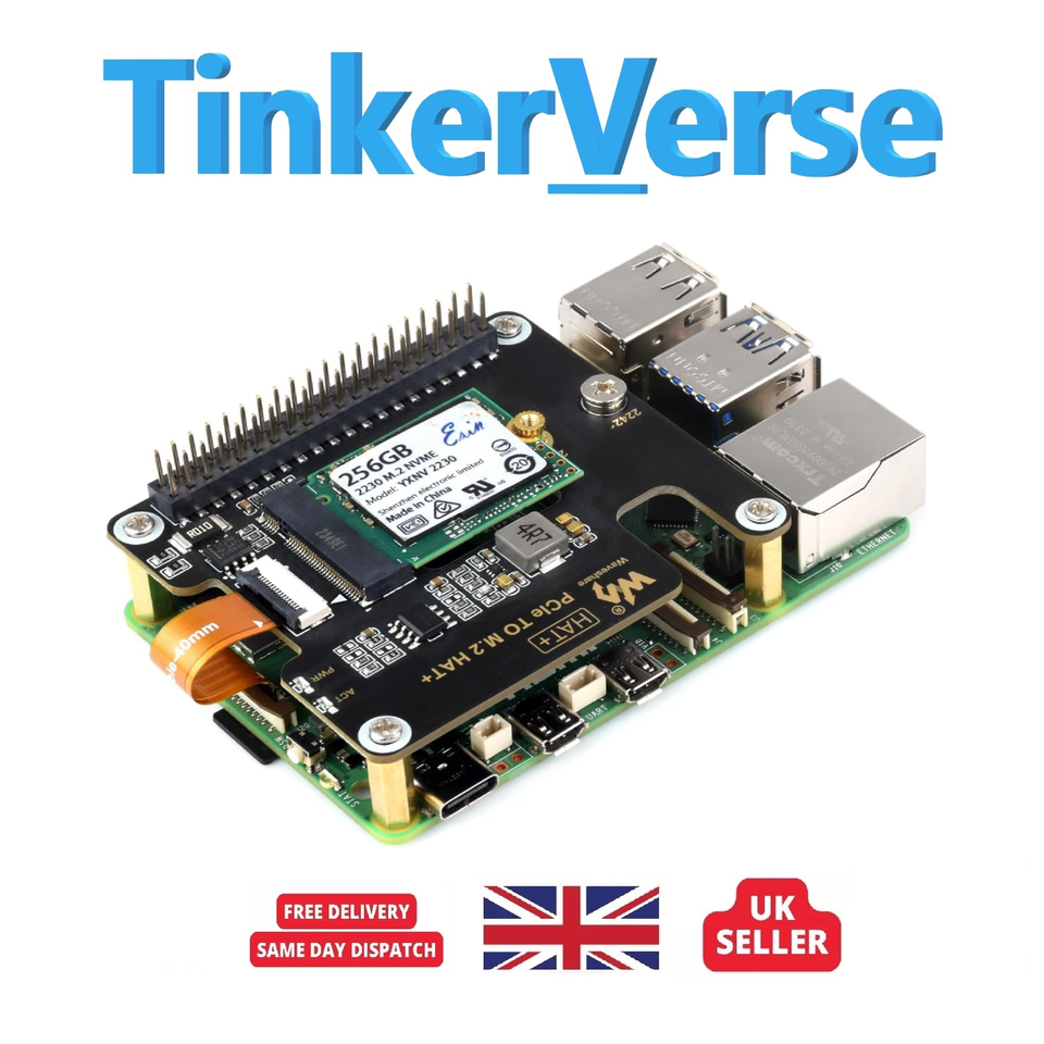 Raspberry Pi 5 PCIe to M.2 NVMe Adapter HAT+ Cable, Headers, Screws ...