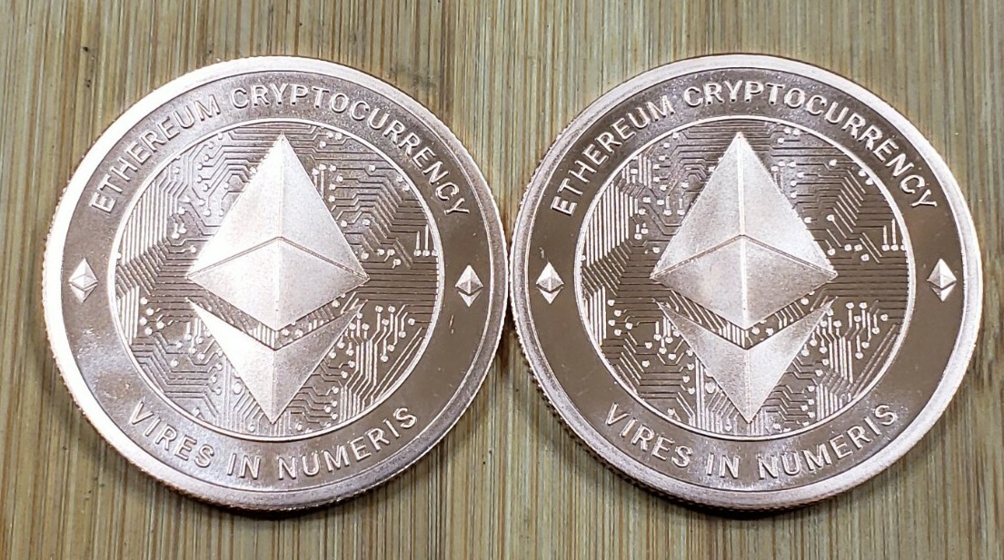 1 oz Ethereum Cryptocurrency .999% Copper Round Coin (Lot of 2 Coins ...