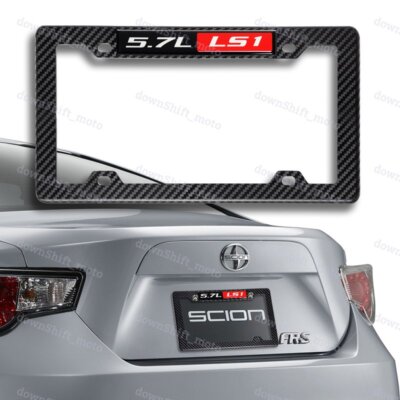X1 For 5.7L LS1 Car Emblem with Carbon Look ABS License Plate Tag Frame ...