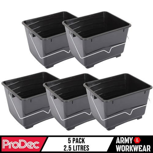 5 x 2.5 Litre Mini Black Plastic Scuttle Paint Kettle With Handles ...