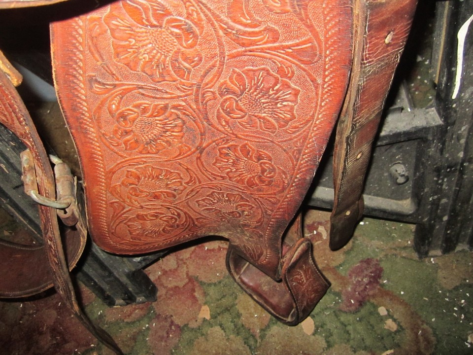 COWBOY ROPING SADDLE 15 to 18 WESTERN HORSE PLEASURE TOOLED LEATHER ...