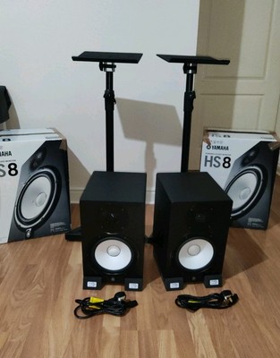 Yamaha HS8 Studio Active Monitor Speakers Pair- With Pads And Stands ...
