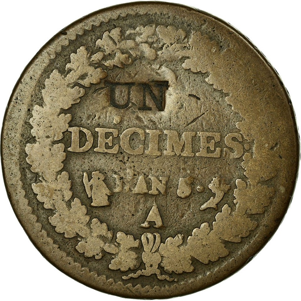 [#25954] France, Decime, Dupré, 1795, Paris, Bronze, F, Gadoury:186 | eBay