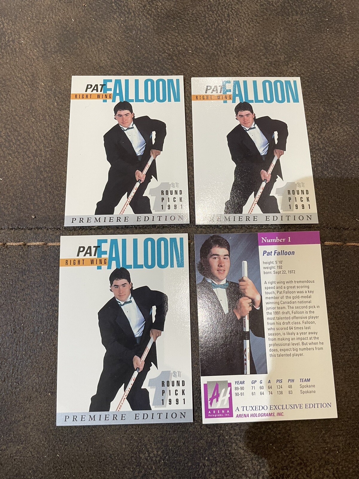 4 1991-92 Arena Draft Premiere Edition Tuxedo Exclusive Pat Falloon ...