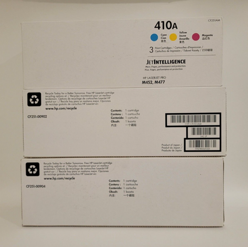 HP #410A Magenta Cyan Yellow Toners CF413A CF412A CF411A Sealed Exp ...