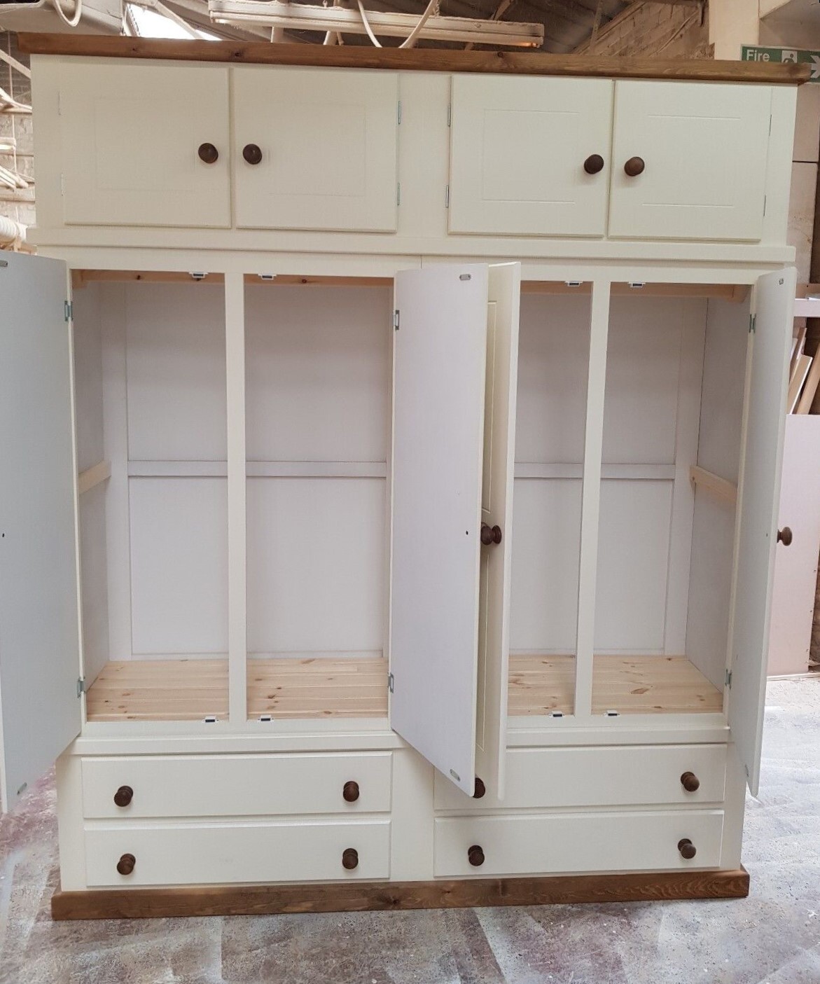 HANDMADE COUNTRY QUAD WARDROBE WITH TOPBOX IN IVORY/LIGHT OAK (NOT ...