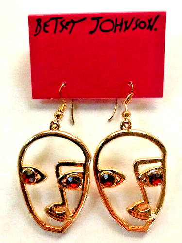 Betsy Johnson Gold Alloy Wire Face Earrings | eBay