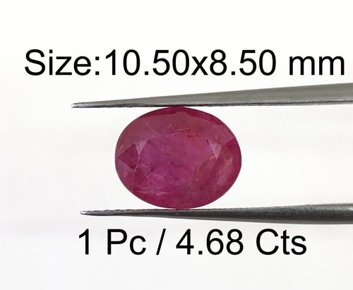 4.68 Ct Certified Natural Oval Shape Ruby Size 10.5x8.5 mm Cut Gemstone ...
