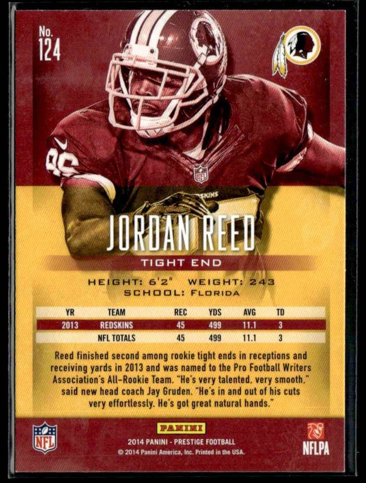 2014 PRESTIGE JORDAN REED #124 WASHINGTON REDSKINS 3105 | eBay