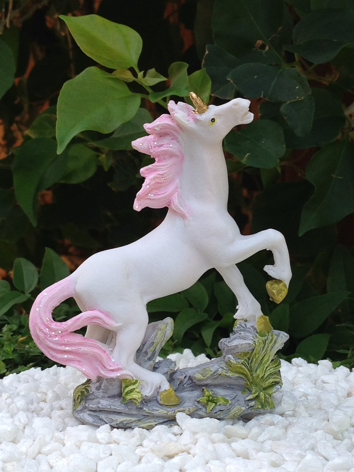 Miniature Dollhouse FAIRY GARDEN ~ Prancing Pink & White Unicorn ~ NEW ...