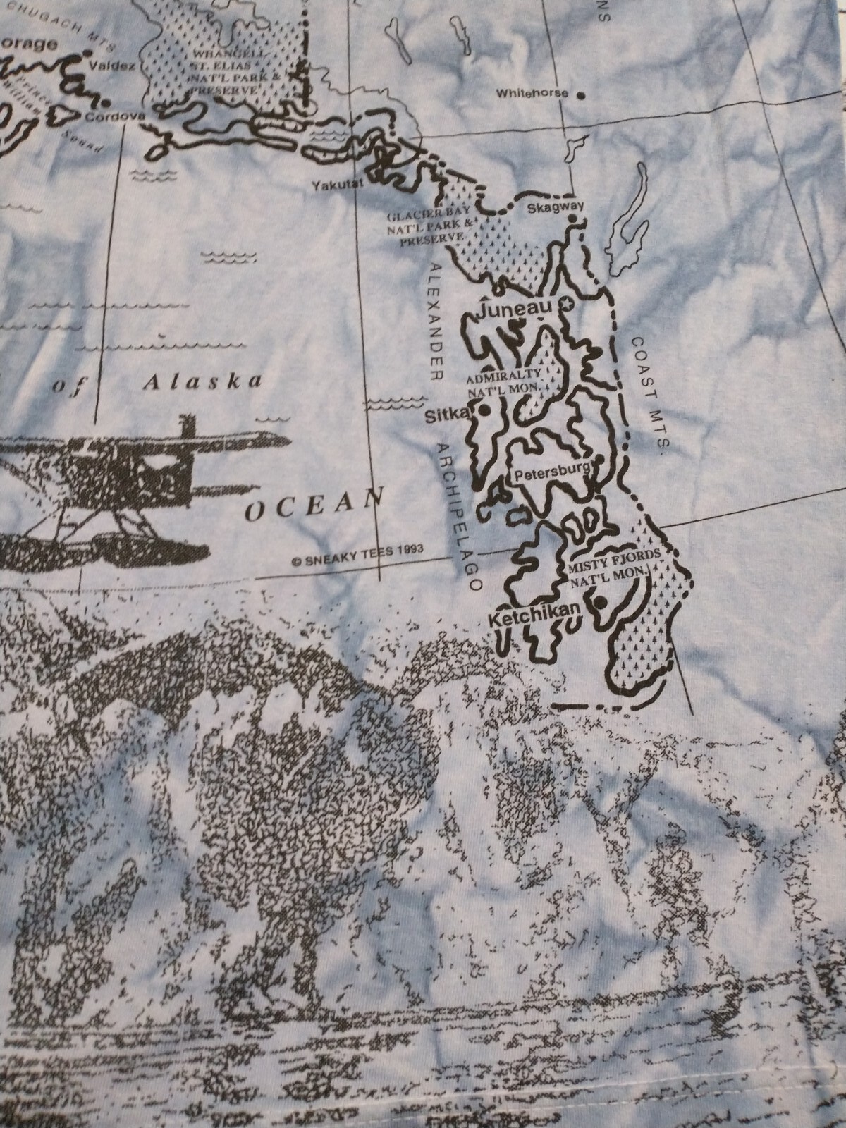 Vintage Blue Dolphin Tag Alaska Map All Over Print Do… - Gem