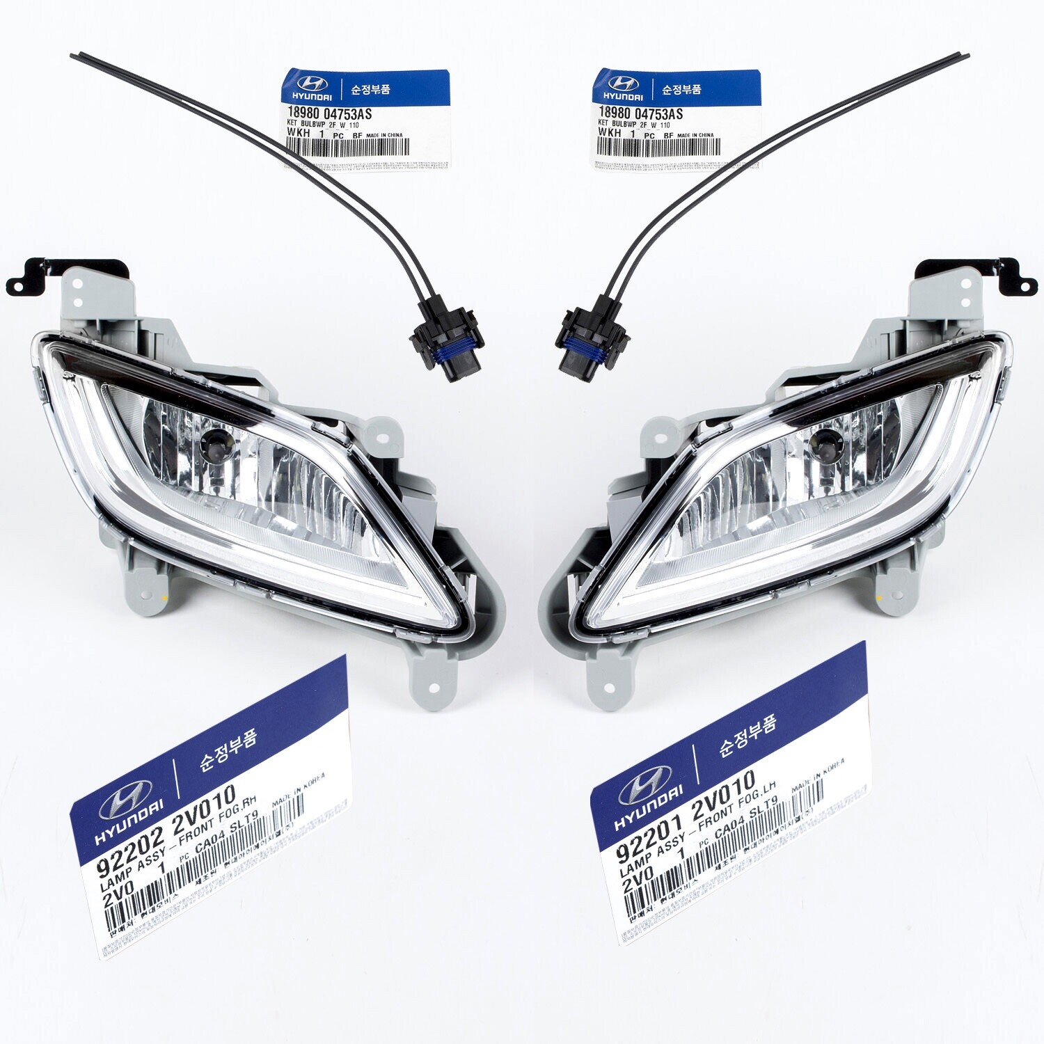 Genuine Veloster Fog Light Set 2012-2017 w/connectors 92201-2V010+ for ...