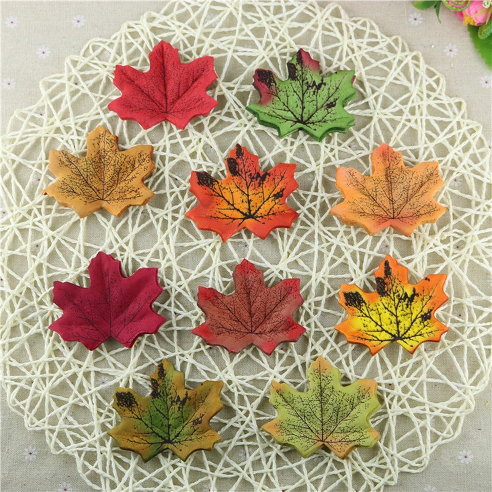 100 Pcs Multicolor Artificial Maple Leaves Cloth for Wedding Party ...