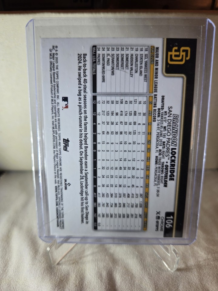2025 Topps Chrome X-Fractor - Brandon Lockridge (RC) #106 San Diego ...
